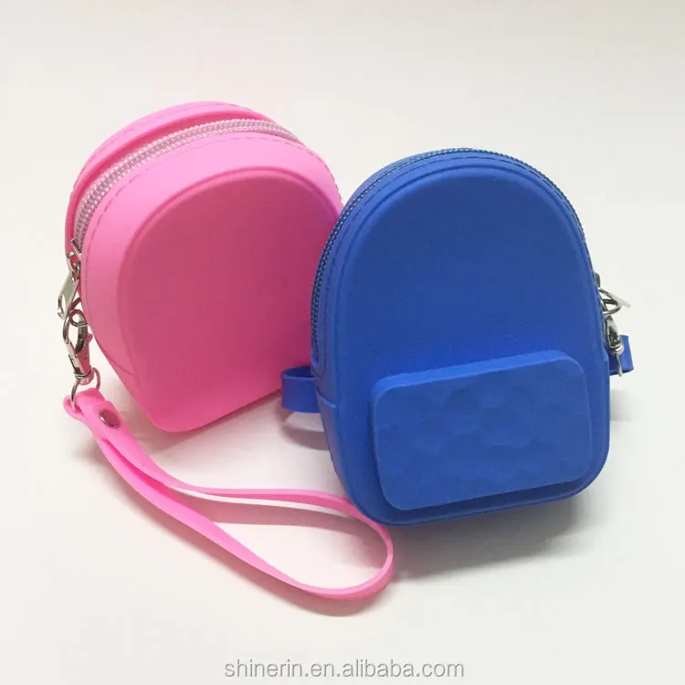 Mini Backpack Shaped Coin Purse Silicone Smiling Face Keychain Charms ...