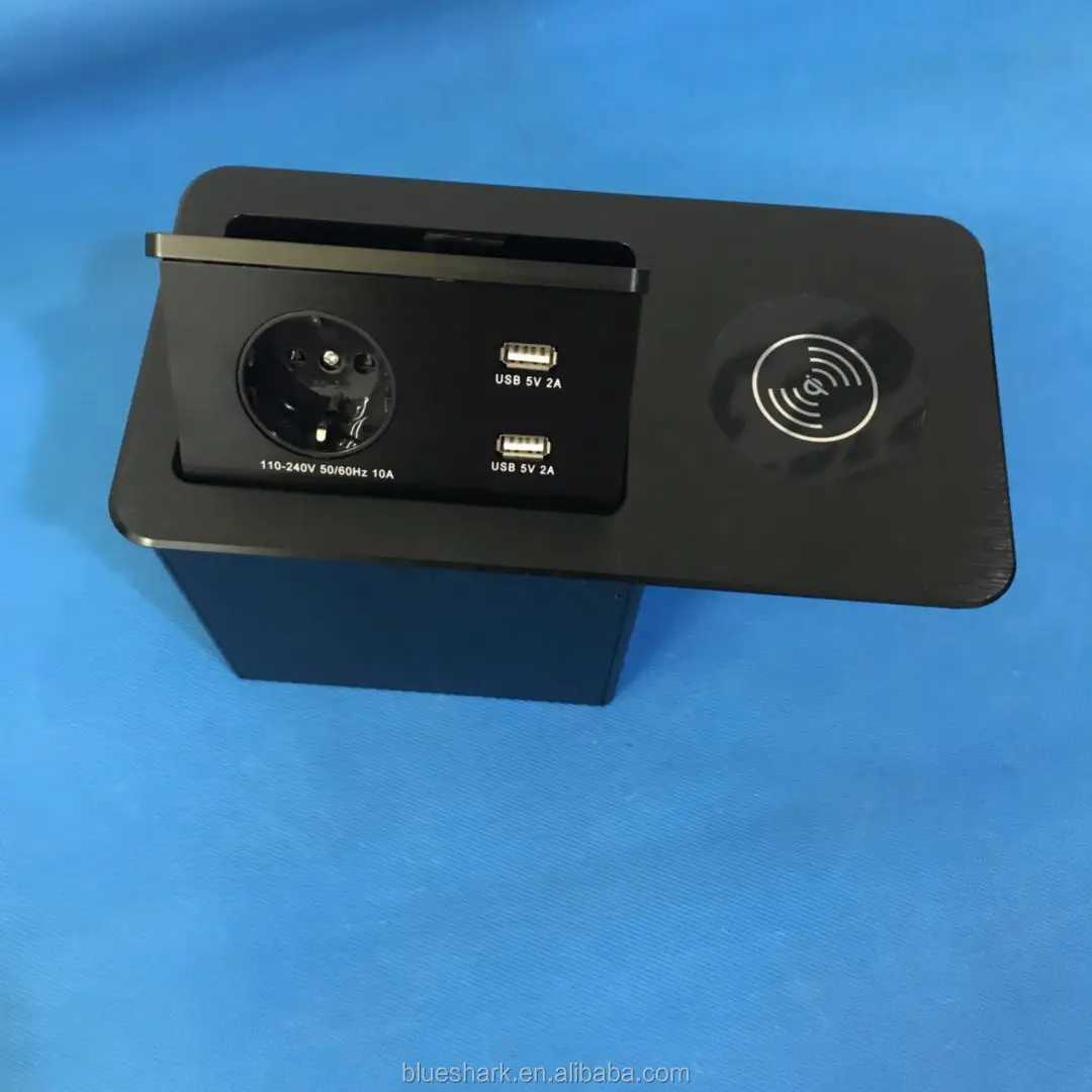 European Power Plug Built In Office Desk Hydraulic Pop Up Conference ...