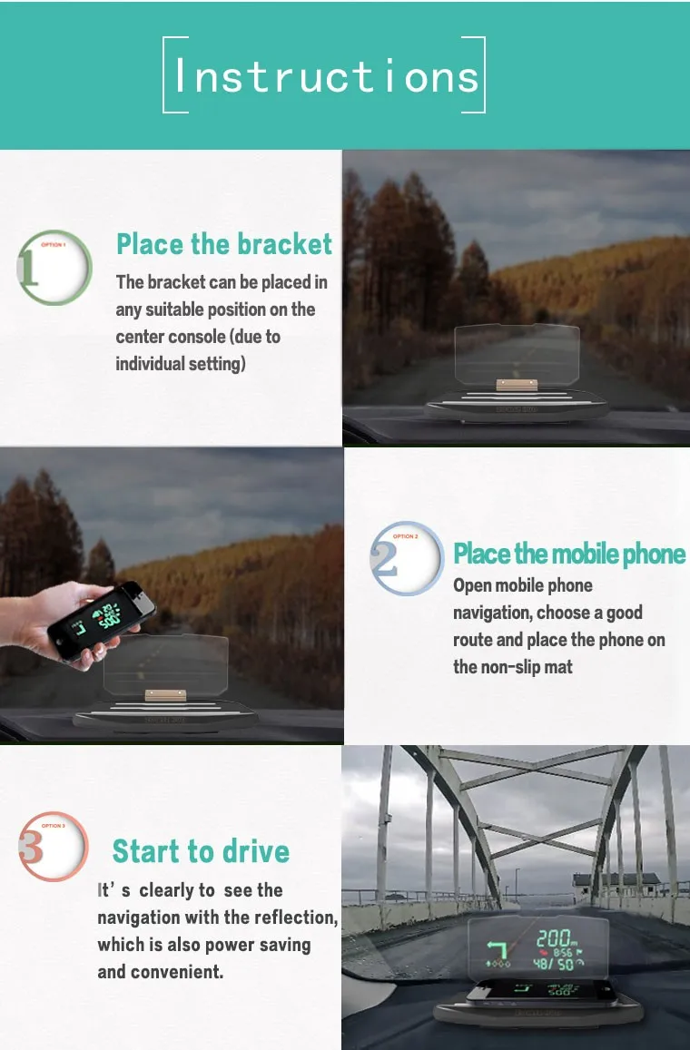 Hud Mobile Phone Display Holder Hud For Gps Head Up Display Car Holder ...