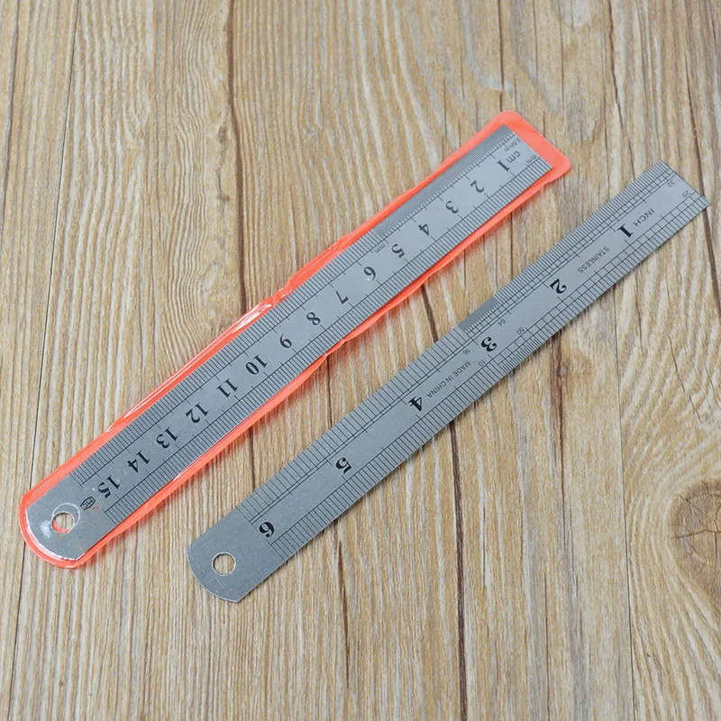 High Quality 2-sided Scale 15cm Steel Metal Ruler Stationery Metric ...