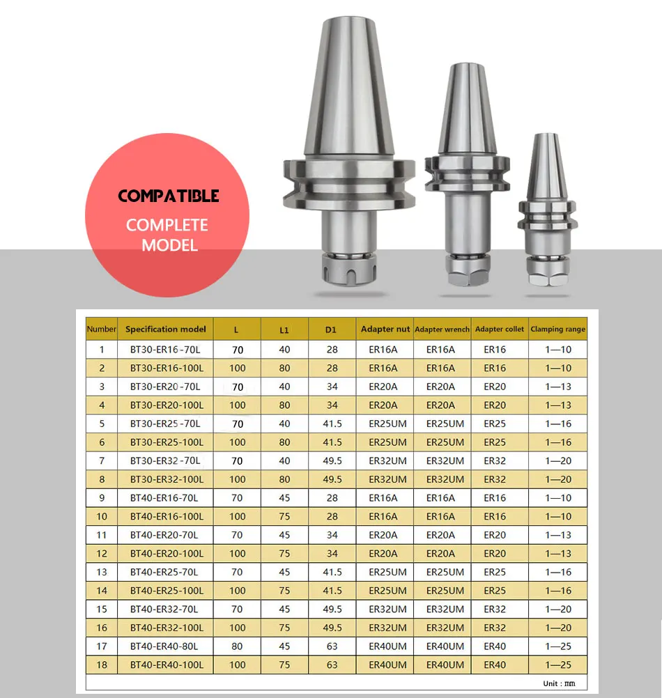 Din69871 High Precision Bt40 Collet Chucks Bt30 Tool Holder Cnc Bt50 ...