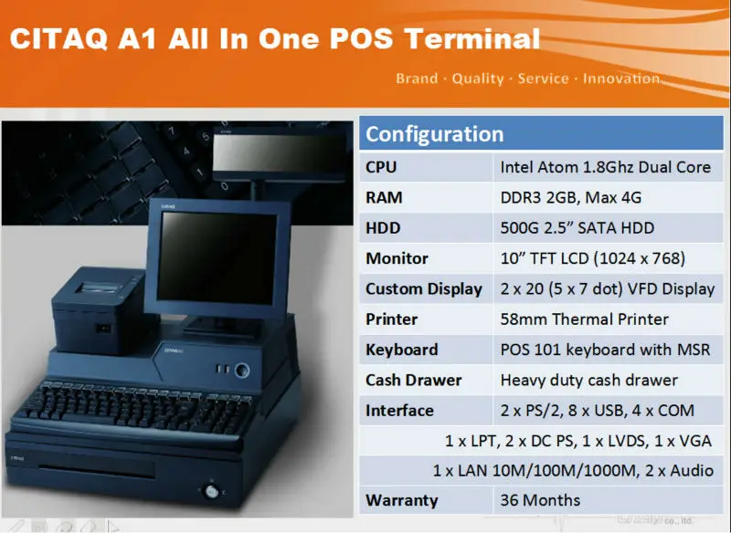 CITAQ T80 Plus All in One Touch POS Terminal - 3 Year Warranty