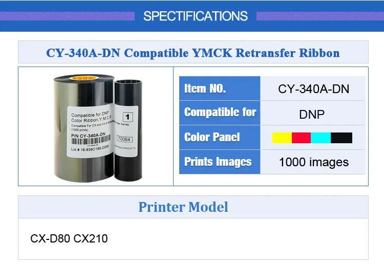 Cy-340a-dn Retransfer Ymck Ribbon Cy-3ra-100 Art Film 1000prints Each ...