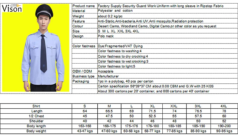 Factory Supplies Security Guard Work Uniform In Ripstop Police Shirt ...