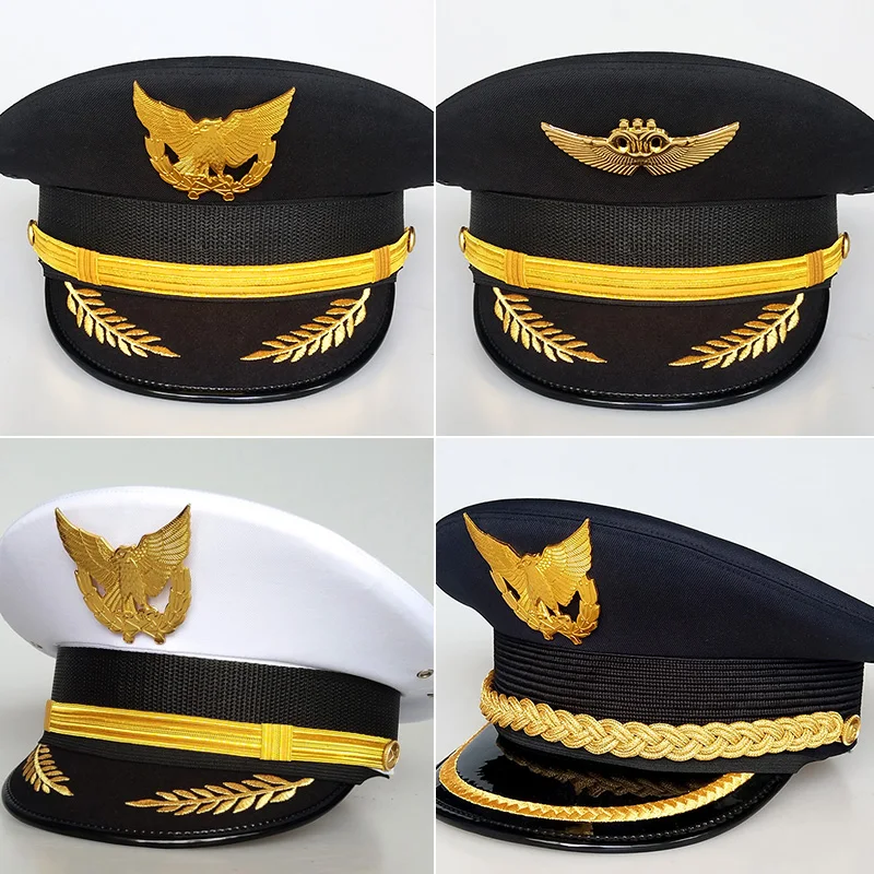 Aviator Hats for Pilots - Officer Cap in Black, White & Navy Blue for ...