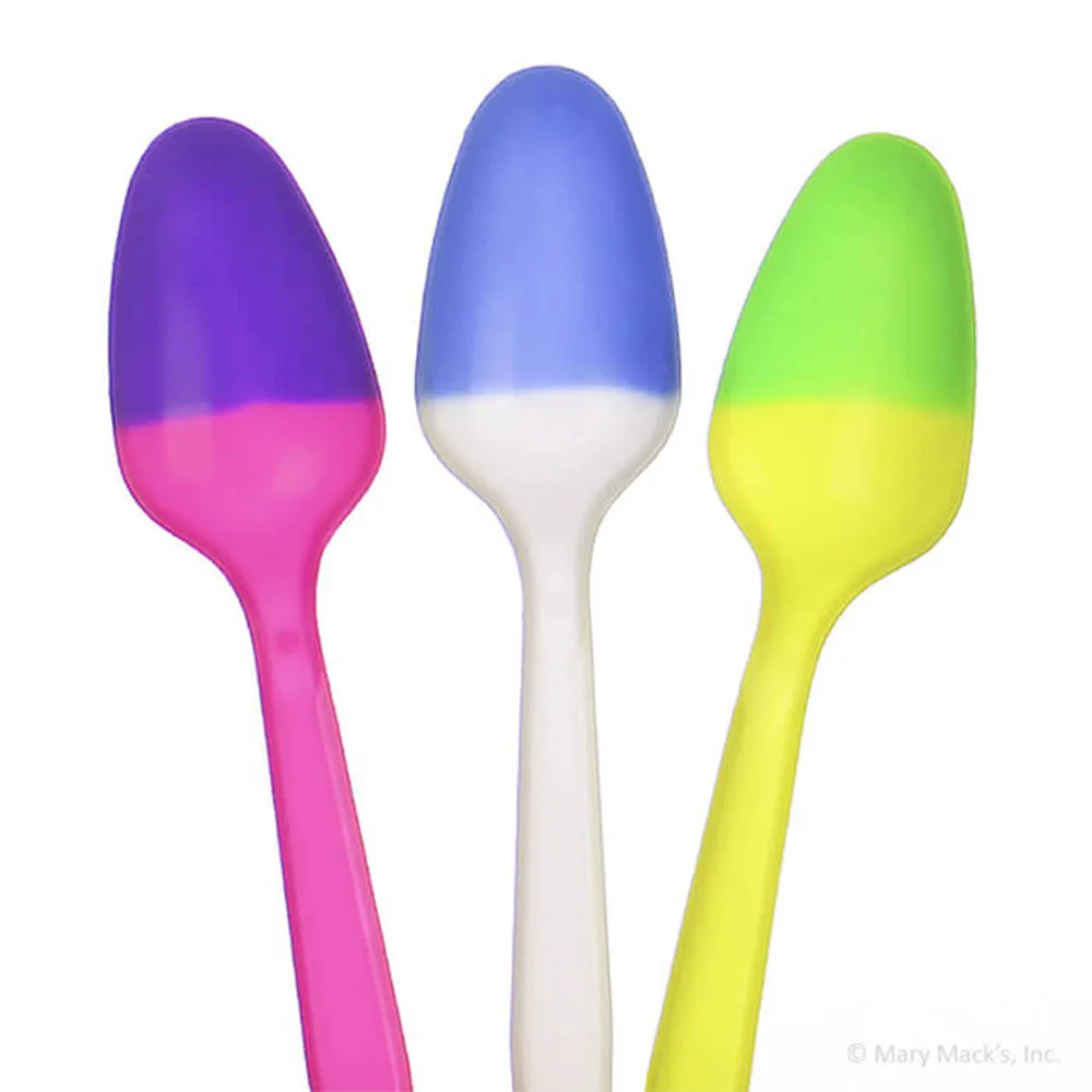 Clear Biodegradable Mcdonald's Plastic Spoon Heart Shape Color Changing ...