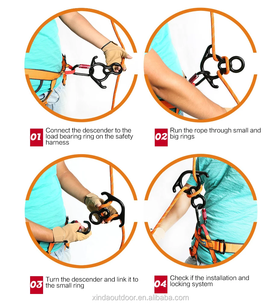 XINDA 50kn Rescue Figure 8 Descender for Rappelling & Mountaineering