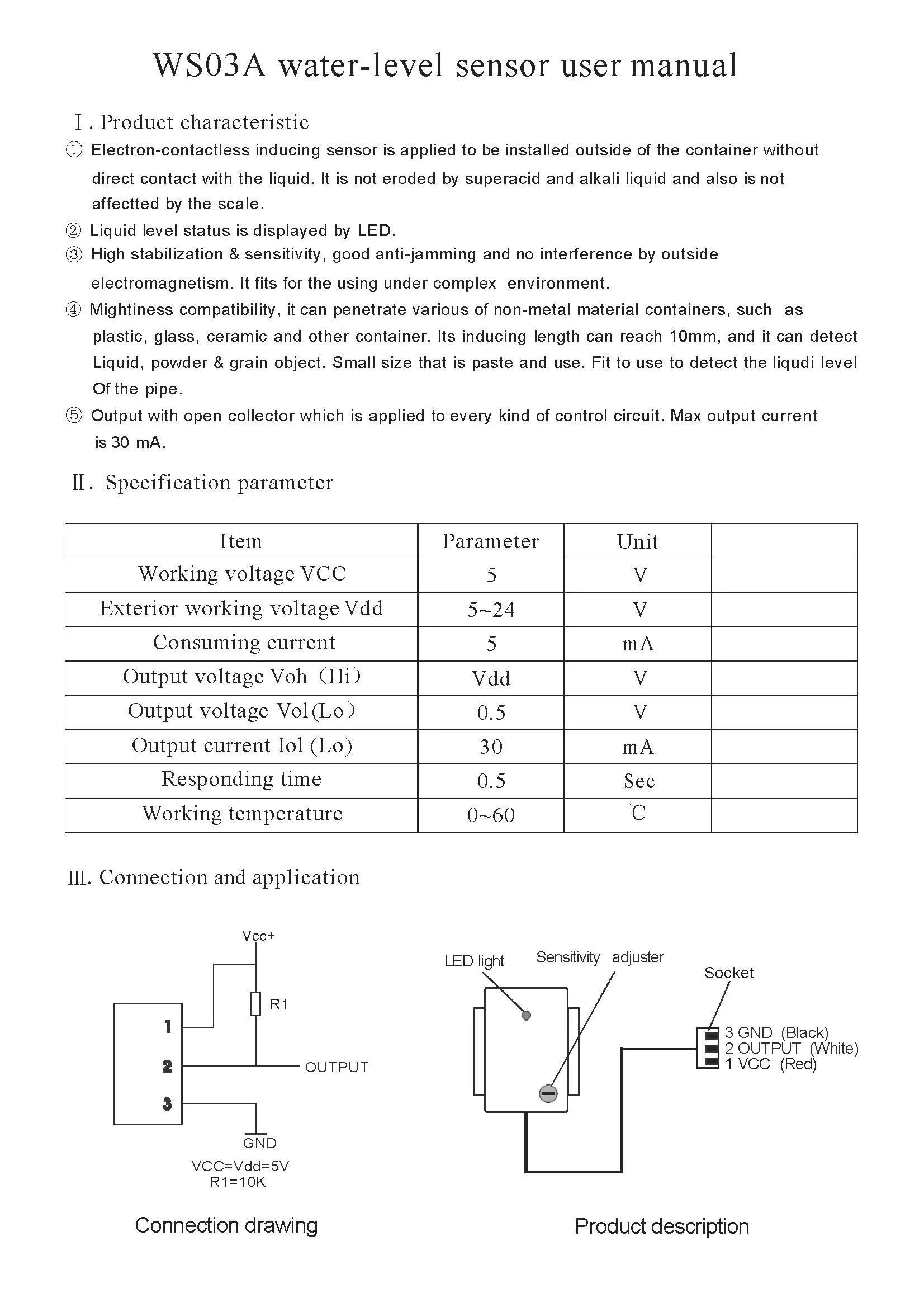 Ws03a/ws03m Capacitive Water Level Sensor Non Contact Level Sensor ...