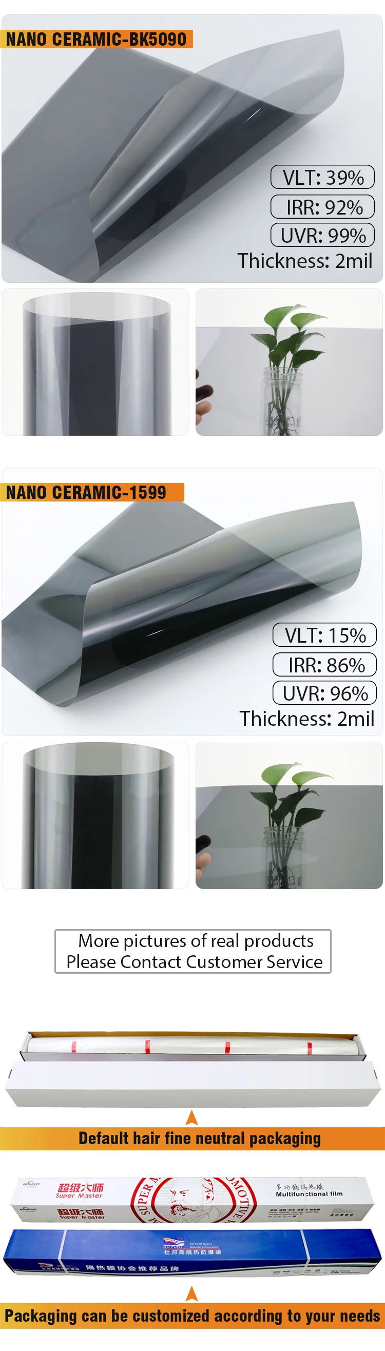 50% VLT Black Color Best Quality Nano Ceramic Car Window Tint Film ...