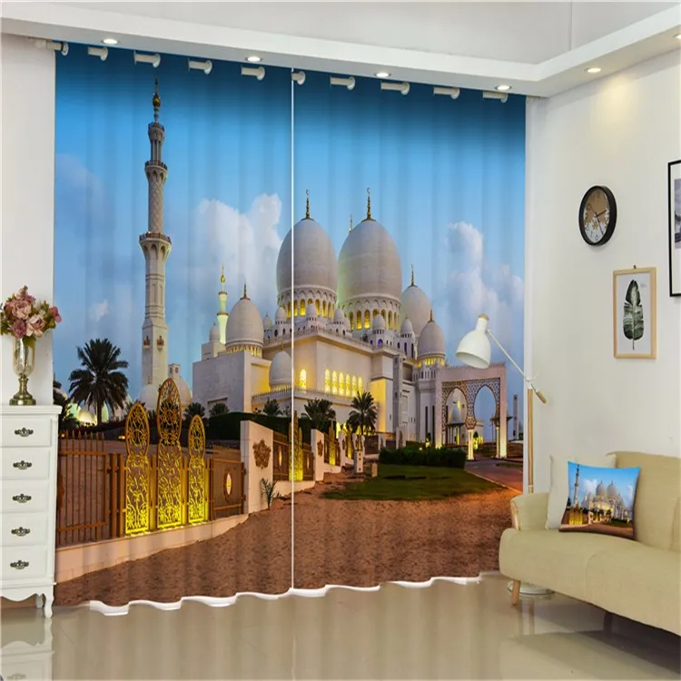 Curtain Luxury European Style Turkish Temple Architecture 3d Printed ...