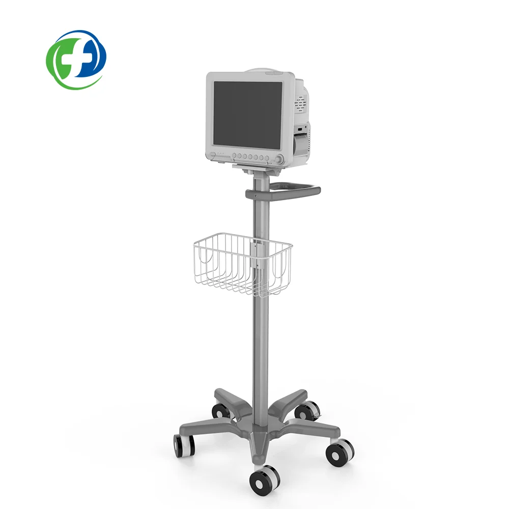 Vital Signs Monitor Roll Stand with Basket – Adjustable Height, 10 ...