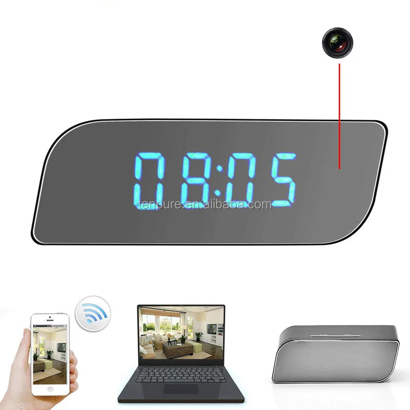 720p Wifi Clock Camera Time Alarm Wireless Nanny Clock P2p Security ...