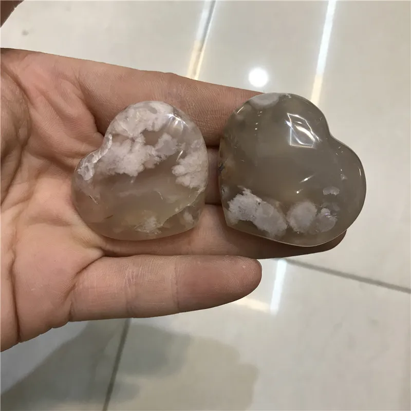 Wonderful Natural Carved Rose Jade Crystal Stone Heart Sakura Agate For ...
