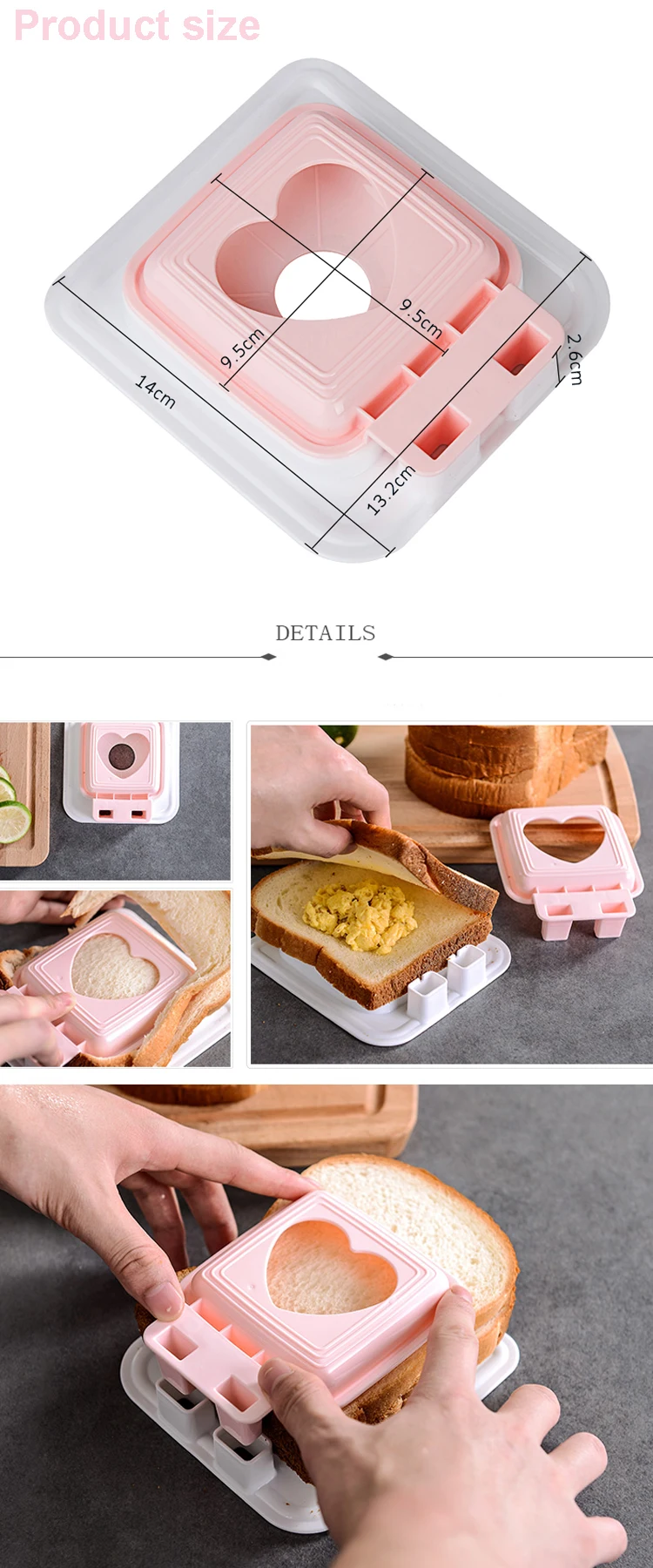 Plastic Square Heart Sandwich Crust Cutter Diy Bread Mold - Buy Plastic ...