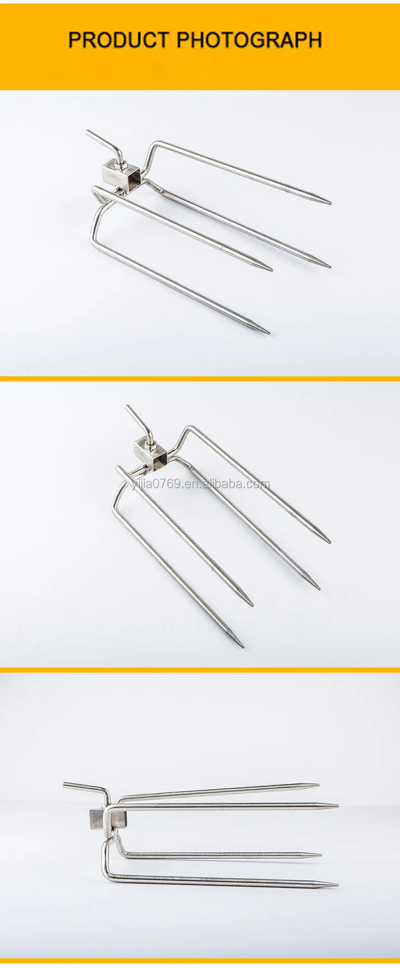 Chromed Bbq Rotisserie Meat Fork With Heavy Block And Rotary Axis Only ...