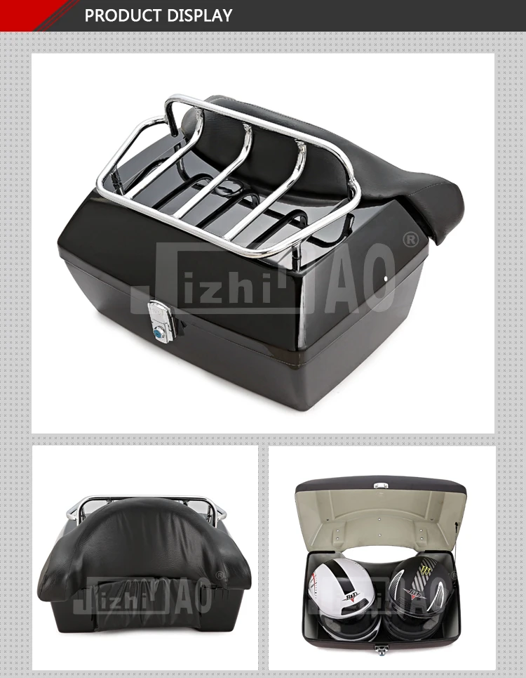 X Large Motorcycle Trunk for Harley Honda - Big Backrest