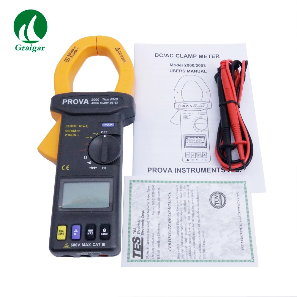 PROVA-2000 AC/DC Clamp Meter Digital Clamp Meter with True RMS ...