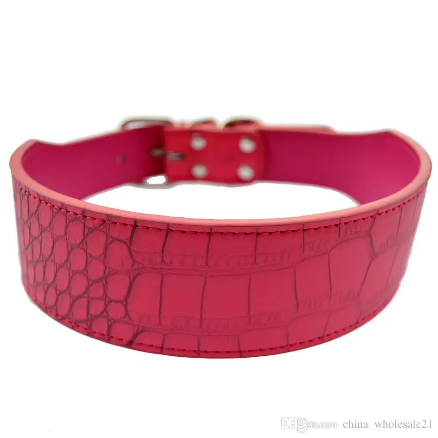 2 Inch Wide Croc Leather Dog Collar Medium Large Size Collars For Dogs ...