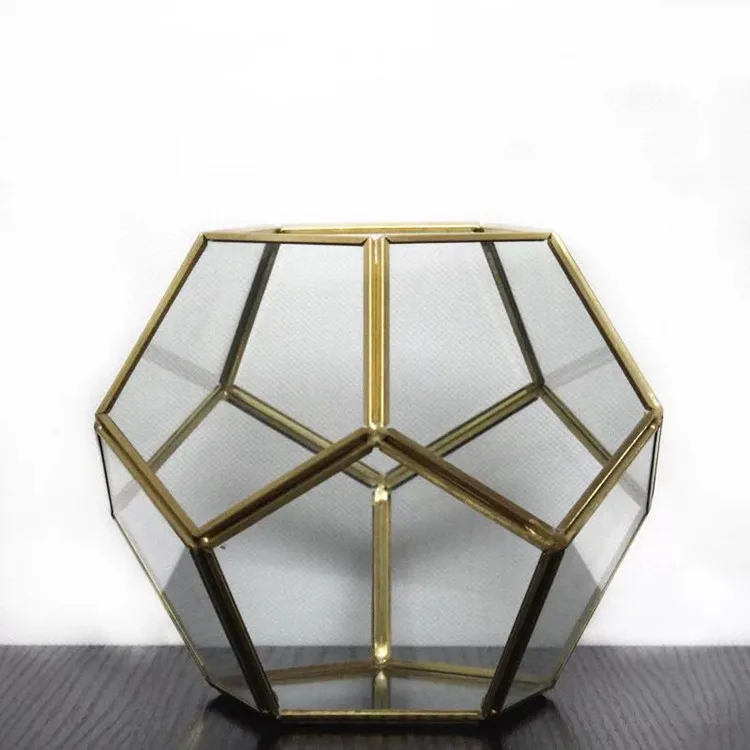Copper Frame Geometric Terrarium,Art Craft Pentagon Terrarium Box 17*17 ...