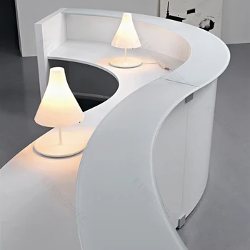 Fashion Round Computer Desk White Curved Reception Desk - Buy Fashion ...