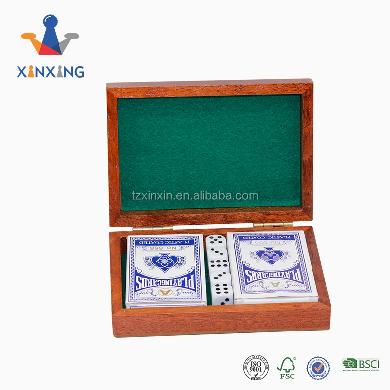 Wooden Box Playing Cards with Five Dice| Alibaba.com