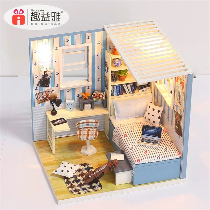 Know Me Bart's Home Building Toys Mini Room Model Diy Doll House Wooden ...