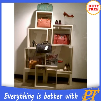 Wooden Bag Cabinet Handbag Hanger Stand Shopping Bag Display Stand ...