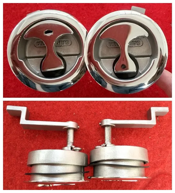 Polished Stainless Steel Spring Loaded Cam Latch Flush Mount Pull Ring ...