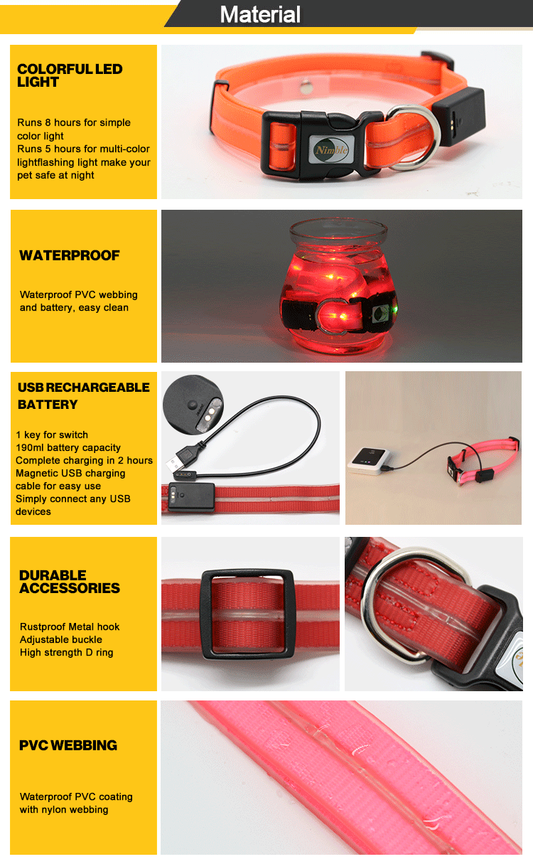 Lighting Led Pet Collar Supplies,Waterproof Led Dog Collar With Leash ...
