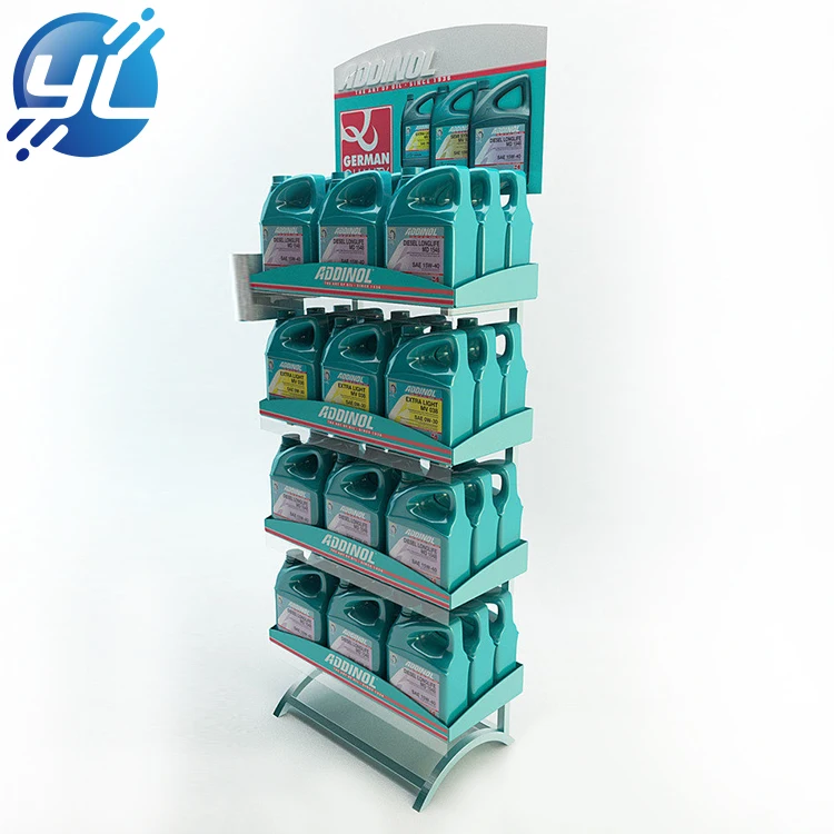 Oem Pos Lubricant Metal Floor Display Stand With Heavy Duty Structure ...