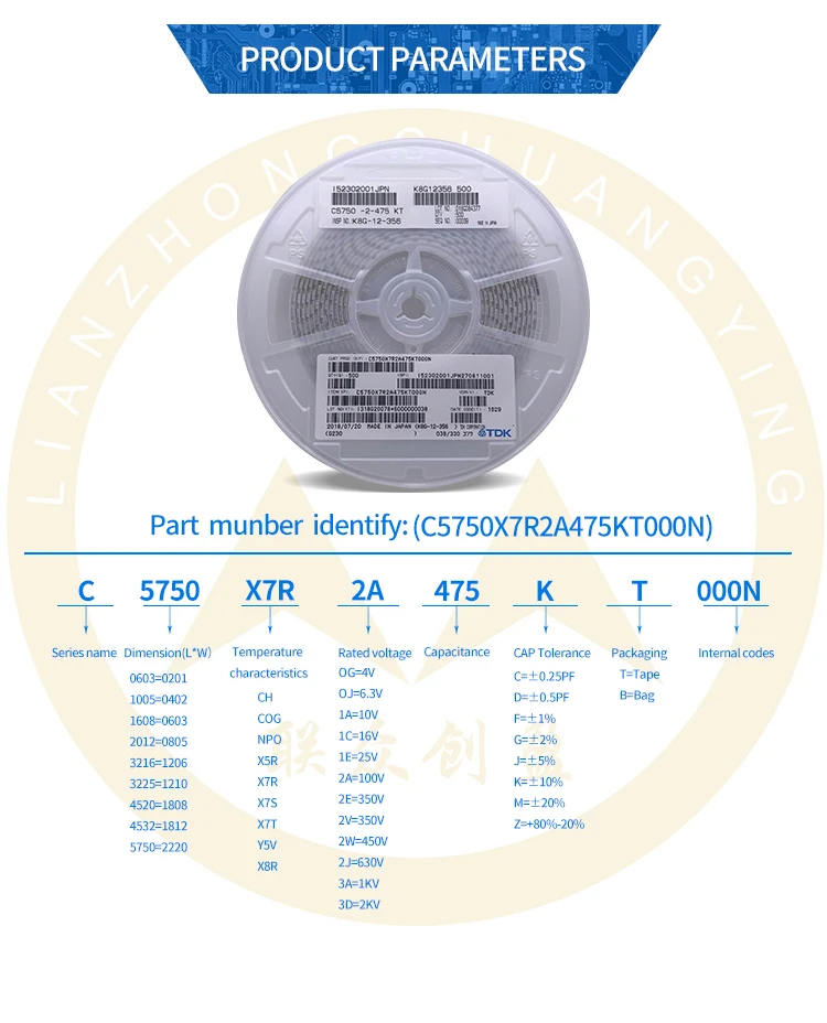 (mlcc) Smd Ceramic Capacitors C5750x7r1h106kt 10uf 106k 50v X7r 10% ...