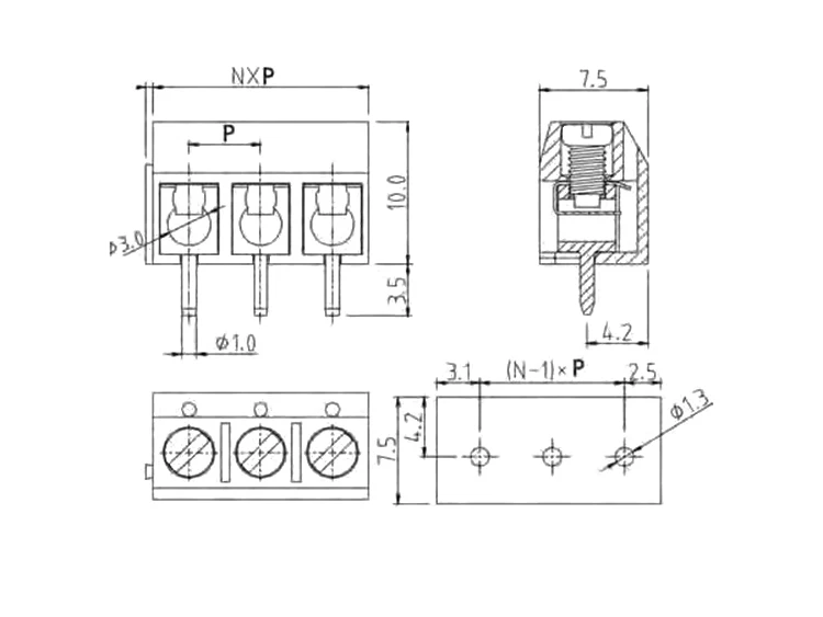 Ulo Electrical Ul94-v0 Pcb Terminal Block - Buy Terminal Block,Pcb ...