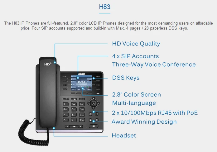 2 Sip Accounts Voip Ip Phone Zycoo Ip Telephone Coofone-h81 Voip ...