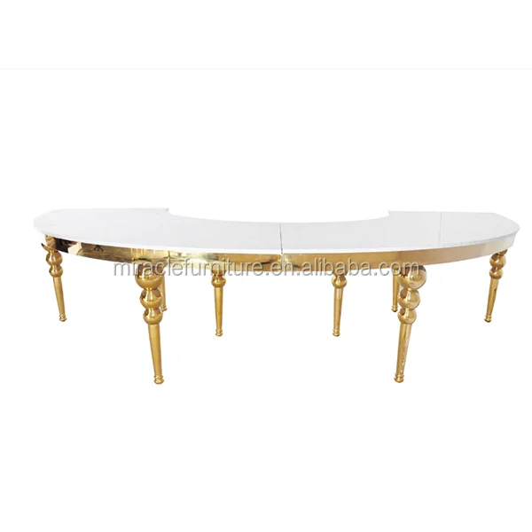 Event Rental Mirror Half Moon Wedding Banquet Dining Table With ...