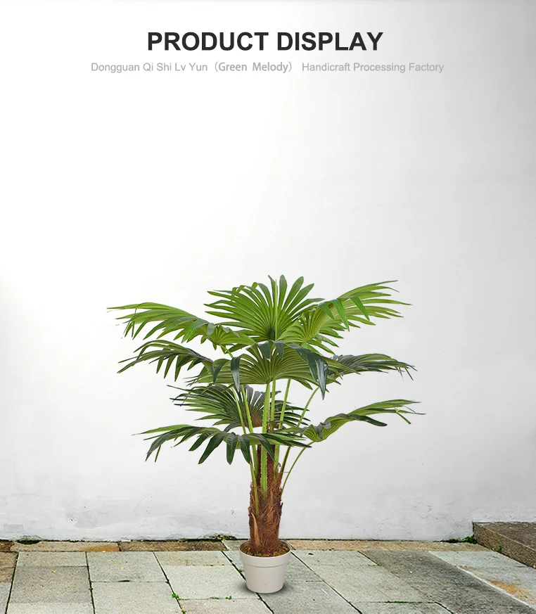 110cm Artificial Fan Palm Tree Plastic Big Leaves Fan Palm Plants Hot ...