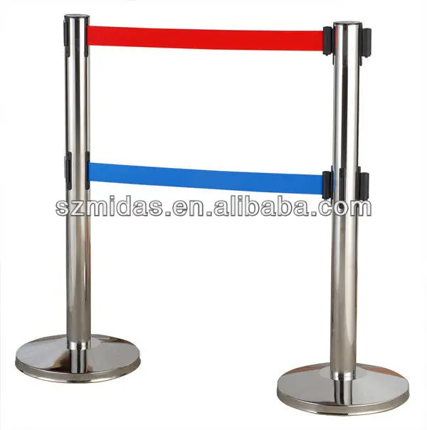 Double Belt Crowd Control Railing Stand Straight Post Stanchions For ...