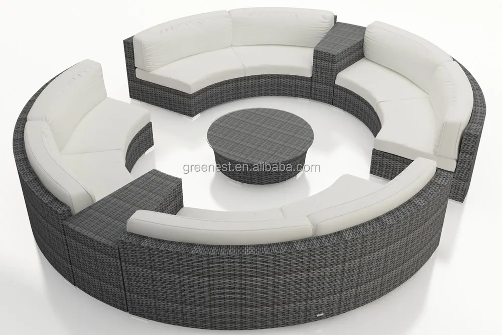 Living Room And Outdoor Rattan Sectional Curved Round Shape Sofa - Buy ...