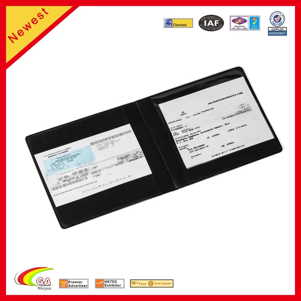 Black Pvc Leather Auto Car Truck Documents Insurance Registration ...
