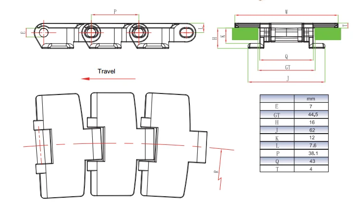 Plastic Side Flexing Table Top Chain Lf880tab-rt-k450 - Buy Side ...