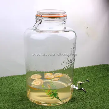Huge 8 Liter 6 Liter Glass Maosn Jar With Tap Glass Beverage Drinking ...