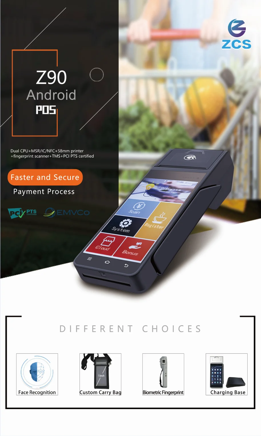 All In One Pos System Android Smart Mobile Pos With Printer Z90 Ic/nfc ...