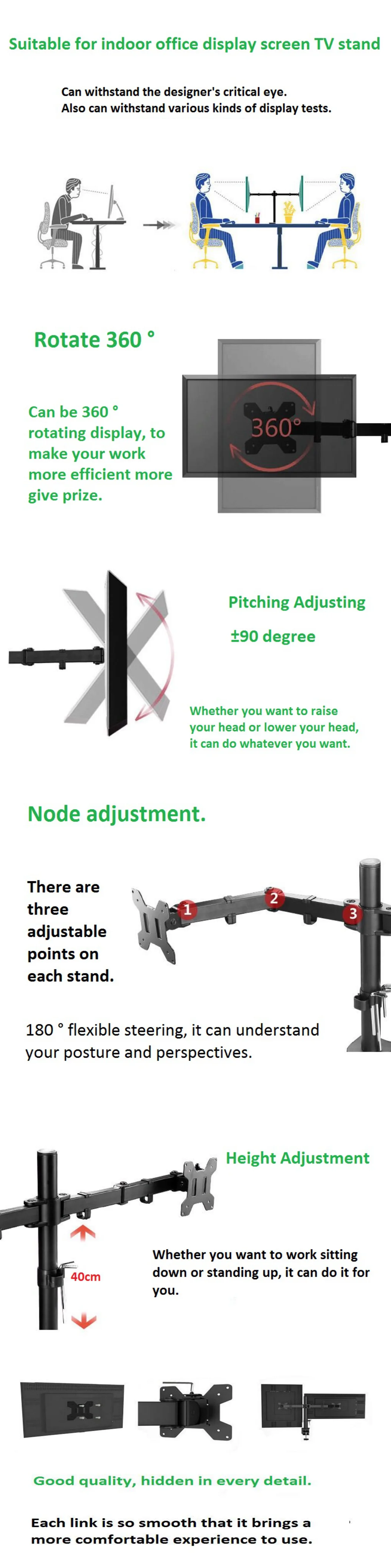 Four Display Monitor Bracket Multi-screen Work Holder For The Office ...