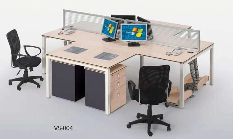 Modern Modular Wooden Workstations Cubicle Partition L Shape 2 4 6 ...