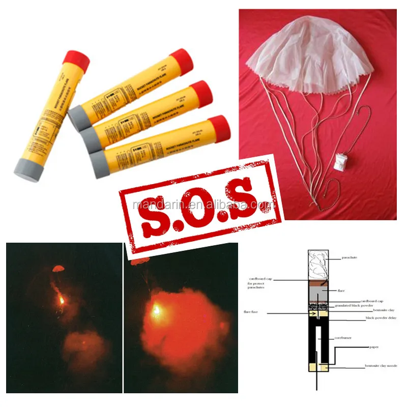 Pyrotechniques De Détresse Sos D'urgence Rescu Fusée Rouge Parachute ...