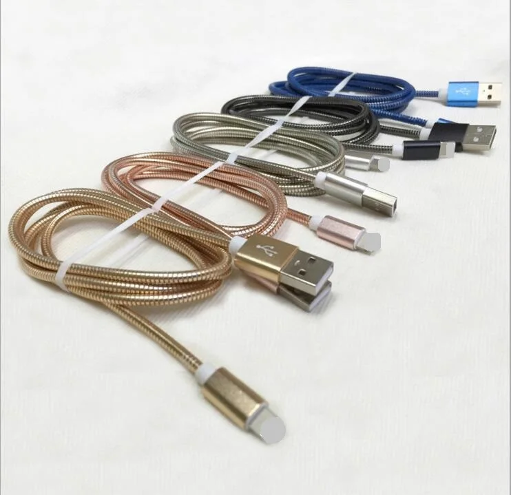 Luxury Metal Spring Usb Cable Stainless Steel Cable Wire Fast Charging ...