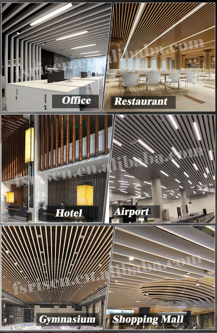 Decorative Aluminum Wood Grain Ceiling Tiles Design