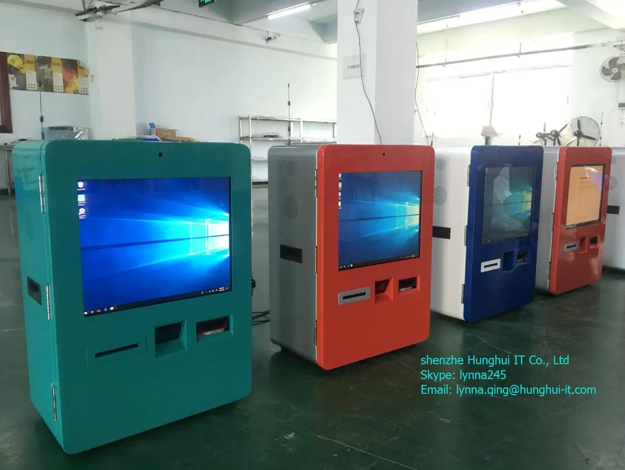 Wall Mounted Note Acceptor Bar Code Scanner Kiosk With Software One Way ...