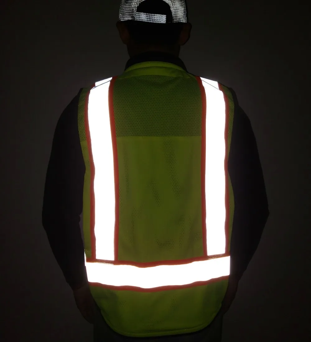 High Visibility Reflective Safety Mesh Utility Pockets Heavy Duty ...