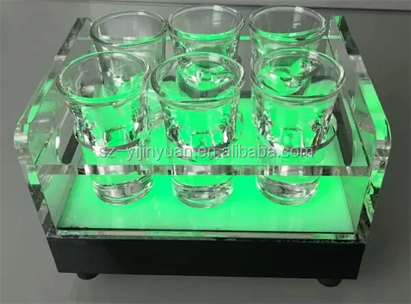 Round Shot Glass Holder Tray Rotating Acrylic Shot Wine Glasses Tray ...