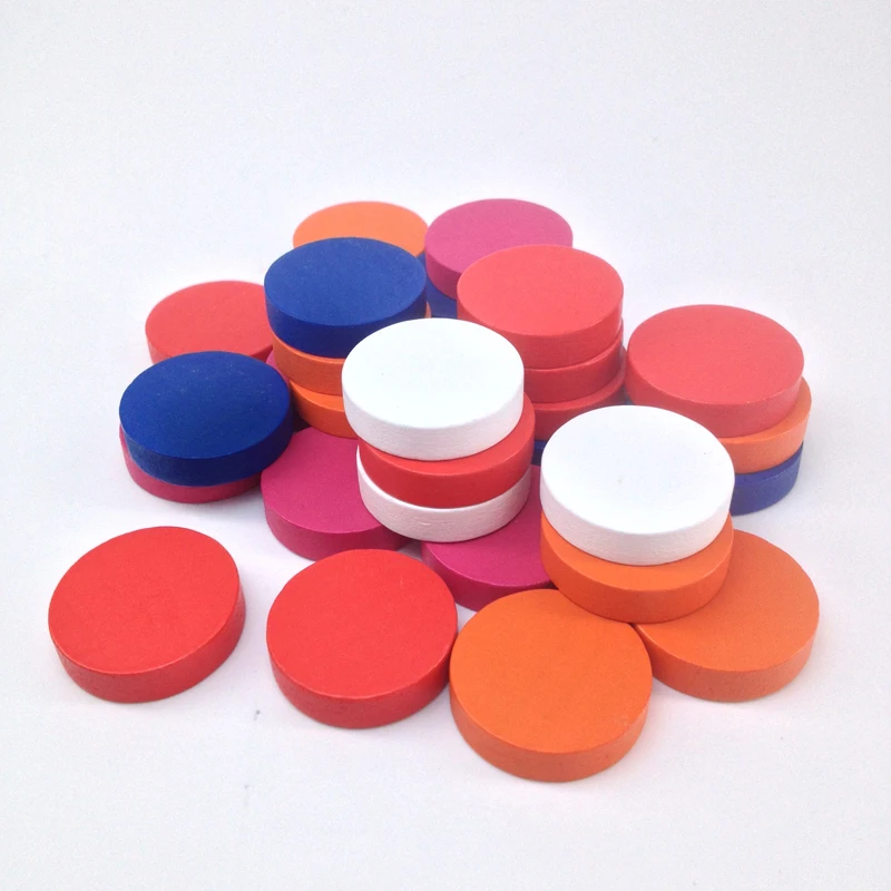 25mm Color Wood Discs - Perfect for Crafts & Game Tokens